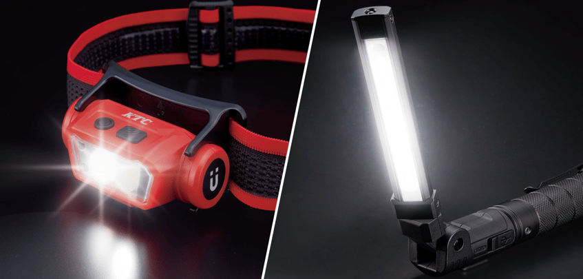 2025年8月発売新製品②充電式LEDヘッドライト AL813MA、充電式LED折りたたみライト AL815X